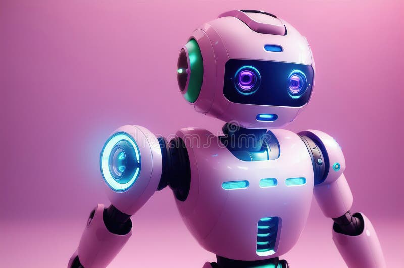 Cute Pink Android Robot. Generative AI Stock Illustration ...