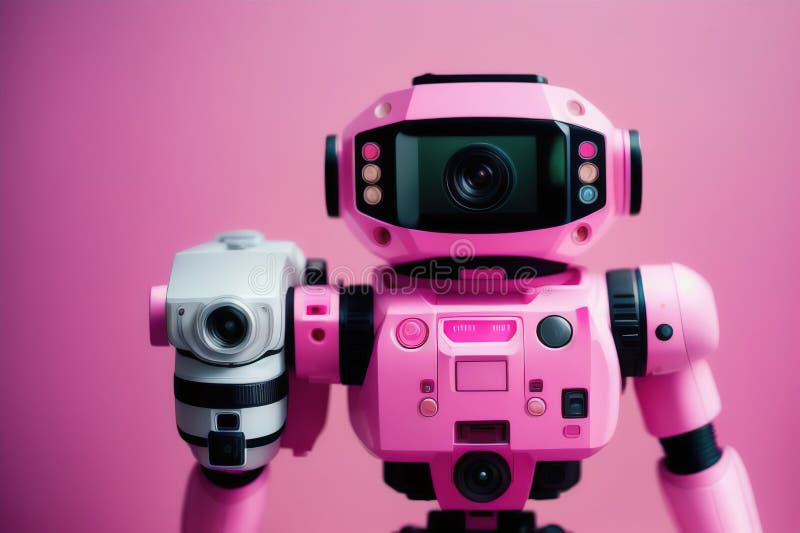 Cute Pink Android Robot. Generative AI Stock Illustration ...