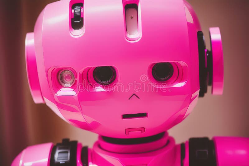 Cute Pink Android Robot. Generative AI Stock Illustration ...