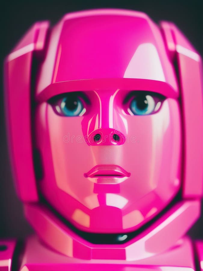 Cute Pink Android Robot. Generative AI Stock Illustration ...