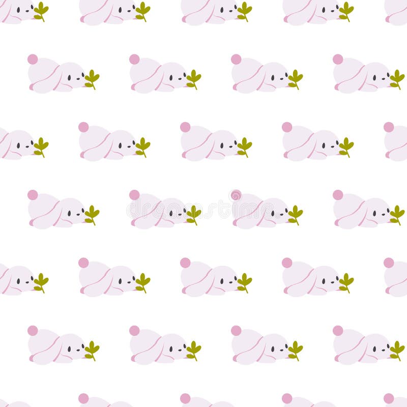 Cute Pink Baby Rabbit Vector Graphic Cartoon Seamless Pattern Stock ...