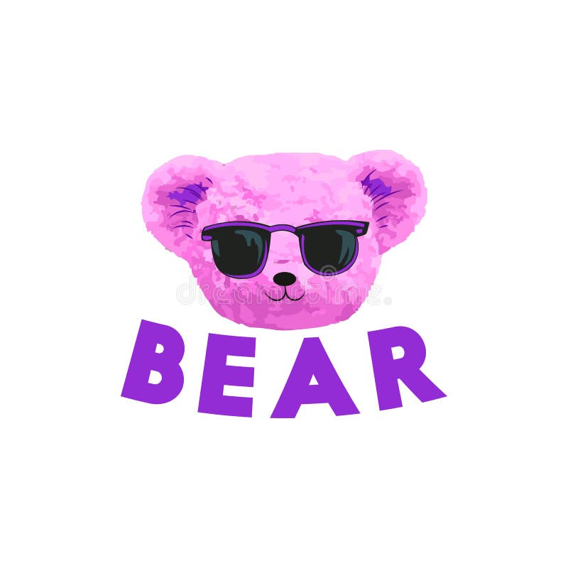 Cute Pink Bear Doll Vector Illustration on Isolated Background Stock ...