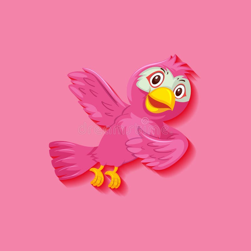 Cute Pink Bird Cartoon Character Stock Vector - Illustration of clipart ...