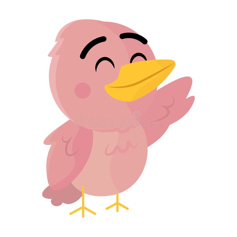Cute Pink Bird Smiling. Vector Stock Illustration - Illustration of ...