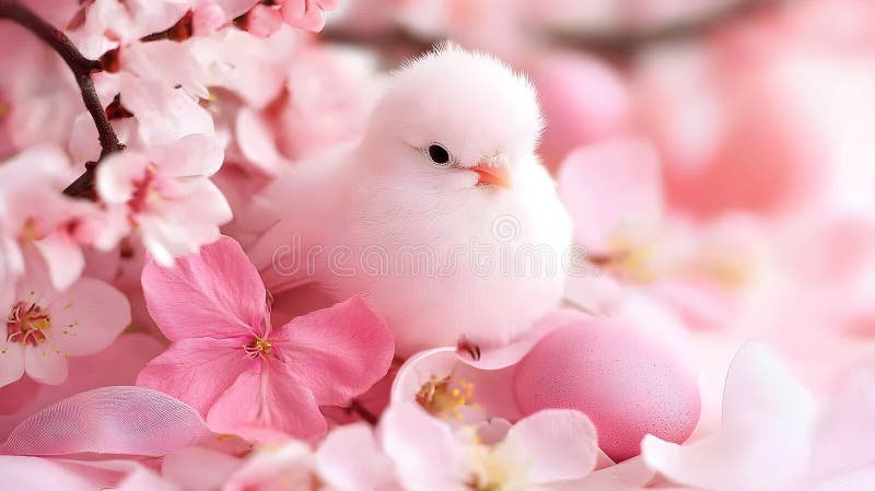 Cute Pink Bird Surrounded by Cherry Blossoms Stock Image - Image of ...
