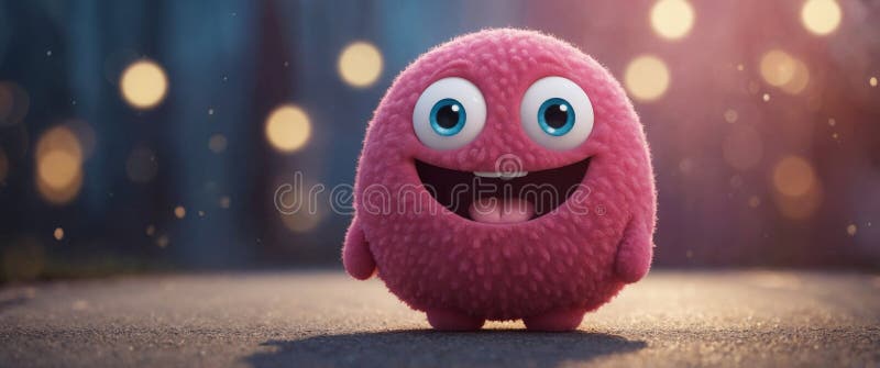 Cute Pink Blob Character with a Friendly Smile. Stock Photo - Image of ...