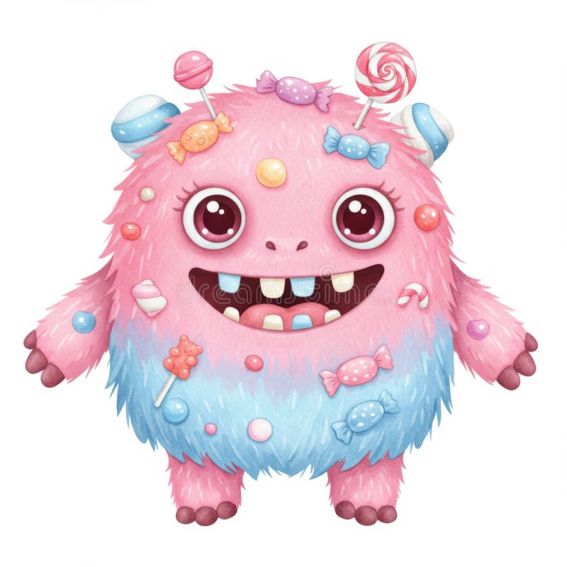 Blue Fluffy Candy Monster Illustration Stock Illustrations – 12 Blue Fluffy Candy Monster ...