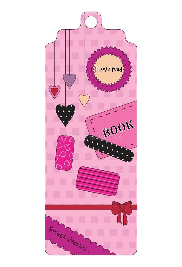 Cute pink bookmark. stock vector. Illustration of checkered - 15156090