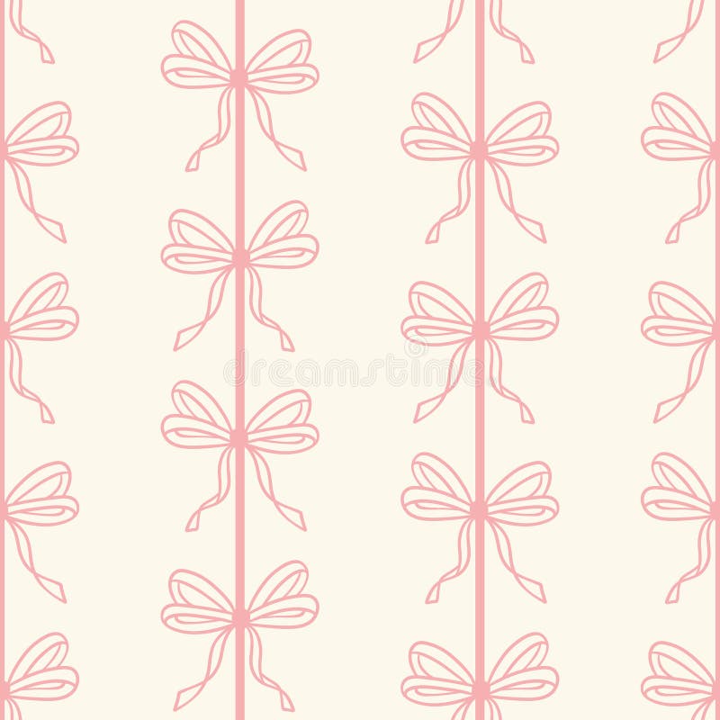 Cute Pink Bow Seamless Repeating Pattern Design, Ribbon Vector ...