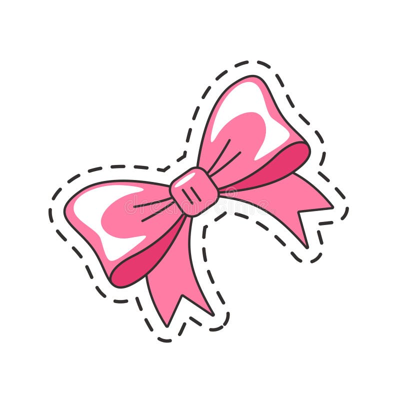 Cute Pink Bow Sticker Vector Illustration Stock Vector - Illustration ...