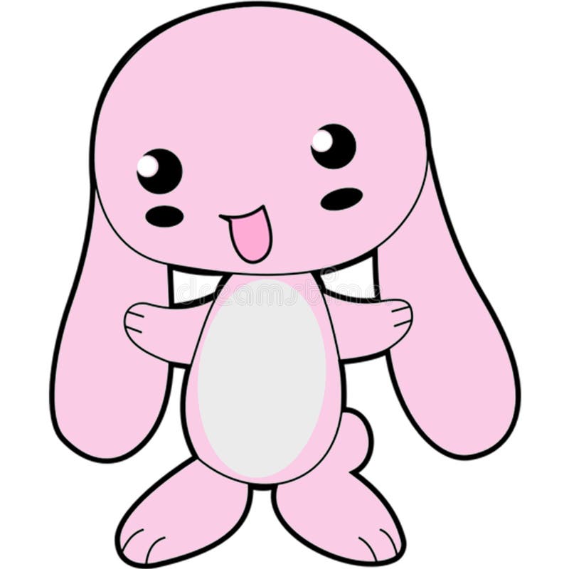 Cute Pink Bunny Rabbit Smiling Stock Illustration - Illustration of ...