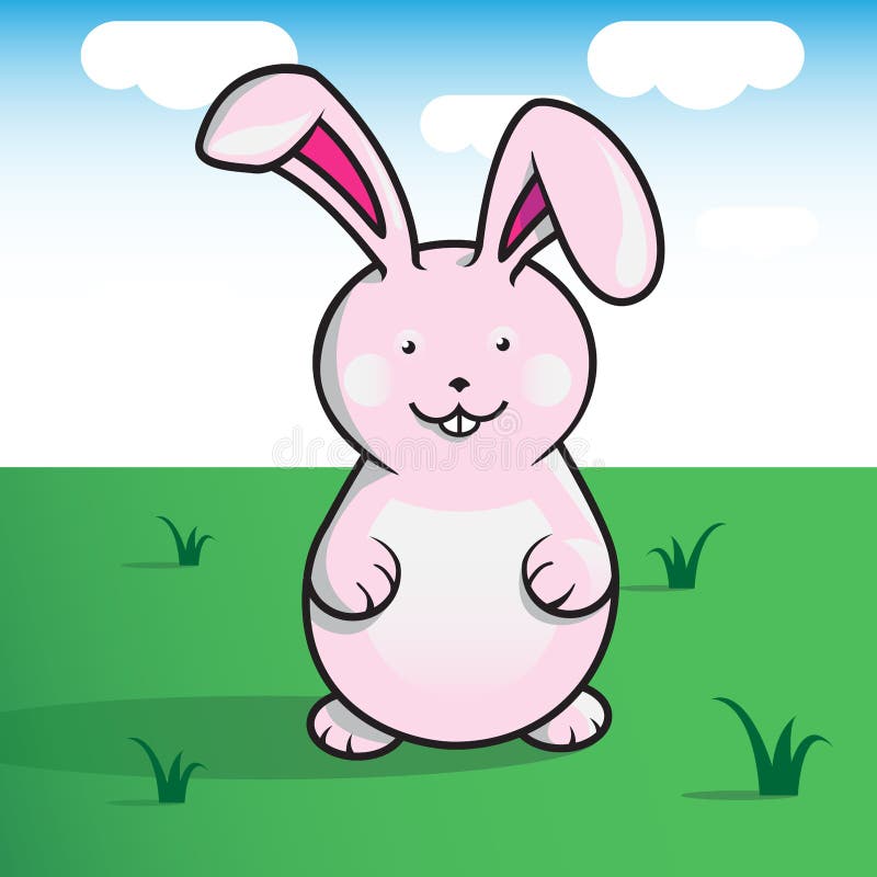Cute Pink Bunny on a Sunny Day Stock Illustration - Illustration of ...