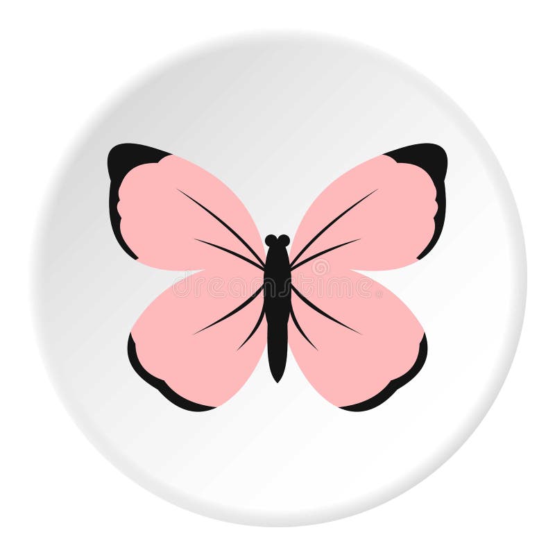 Cute Pink Butterfly Icon, Flat Style Stock Vector - Illustration of ...