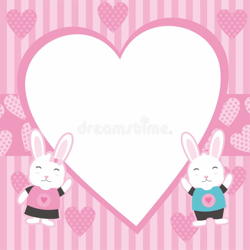 Cute Bunny Frame Vector with Pink Color Stock Vector - Illustration of ...