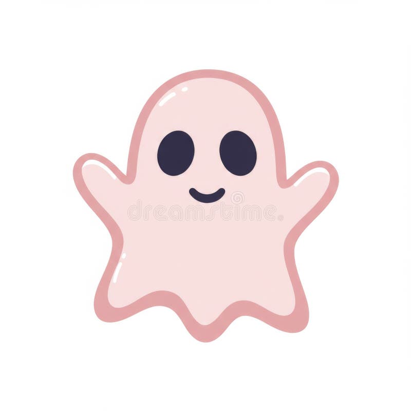 Cute Pink Cartoon Ghost Illustration Stock Illustration - Illustration ...
