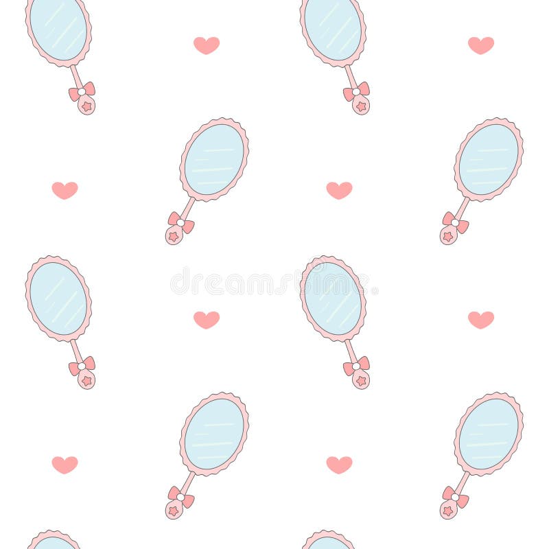 Cute Pink Cartoon Mirror Seamless Pattern Background Illustration Stock ...