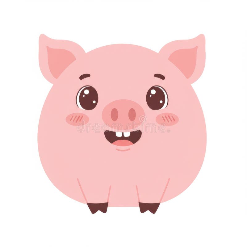 Cute Pink Cartoon Pig Illustration Stock Illustration - Illustration of ...