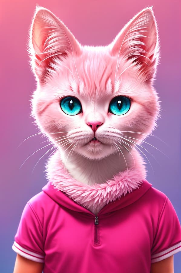 Cute Pink Cat.Digital Creative Designer Art Stock Illustration ...
