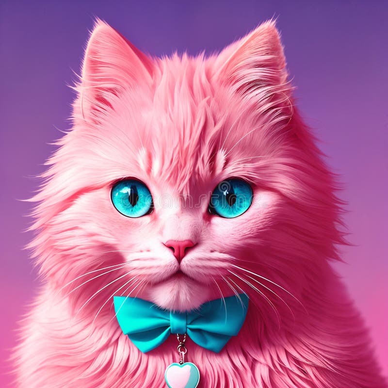 Cute Pink Cat.Digital Creative Designer Art Stock Illustration ...