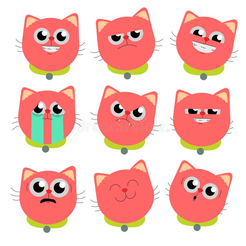 Cute Pink Cat Draw Illustration. Pet Animal Stock Illustration ...