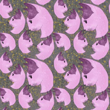 Cute Pink Cat Drawing Pattern Stock Illustration - Illustration of ...