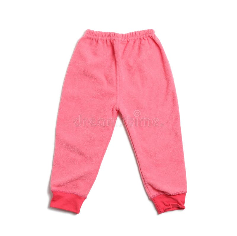 Cute Pink Child Pants Isolated on White Stock Photo - Image of ...