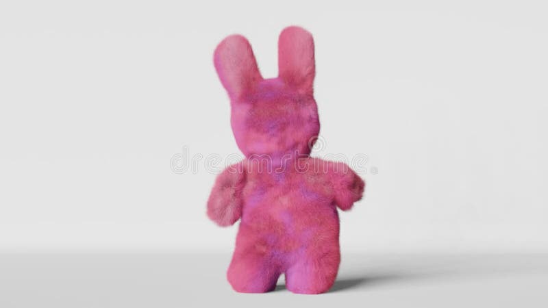 Cute Pink Easter Bunny Doing Physical Warming Up Exercises White ...