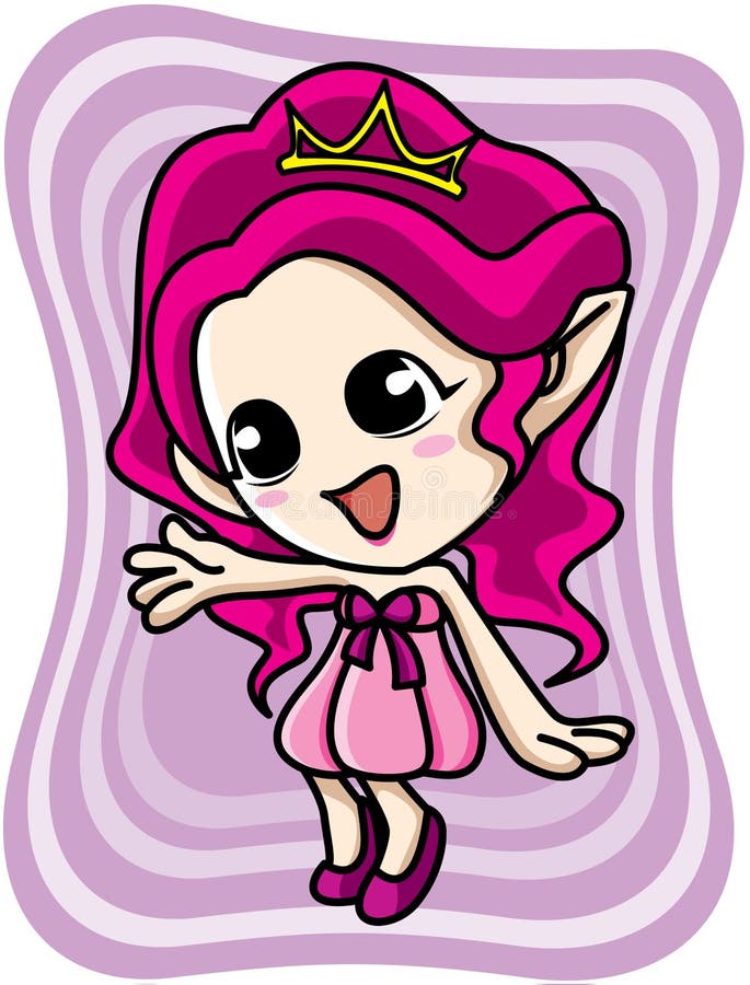 Cute pink elf girl stock vector. Illustration of crown - 27616150