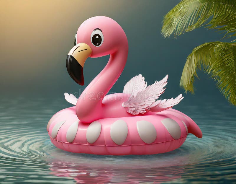 A Cute Pink Flamingo Floaty Cartoon 3d-generated by Ai Stock ...