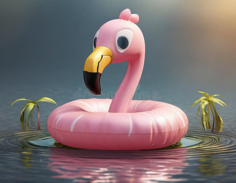A Cute Pink Flamingo Floaty Cartoon 3d-generated by Ai Stock ...