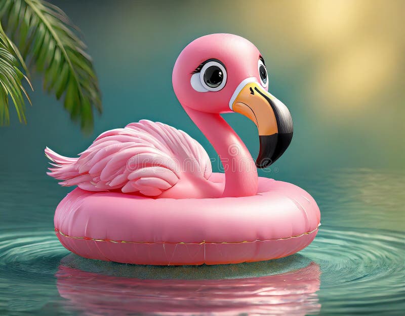 A Cute Pink Flamingo Floaty Cartoon 3d-generated by Ai Stock Illustration - Illustration of baby ...