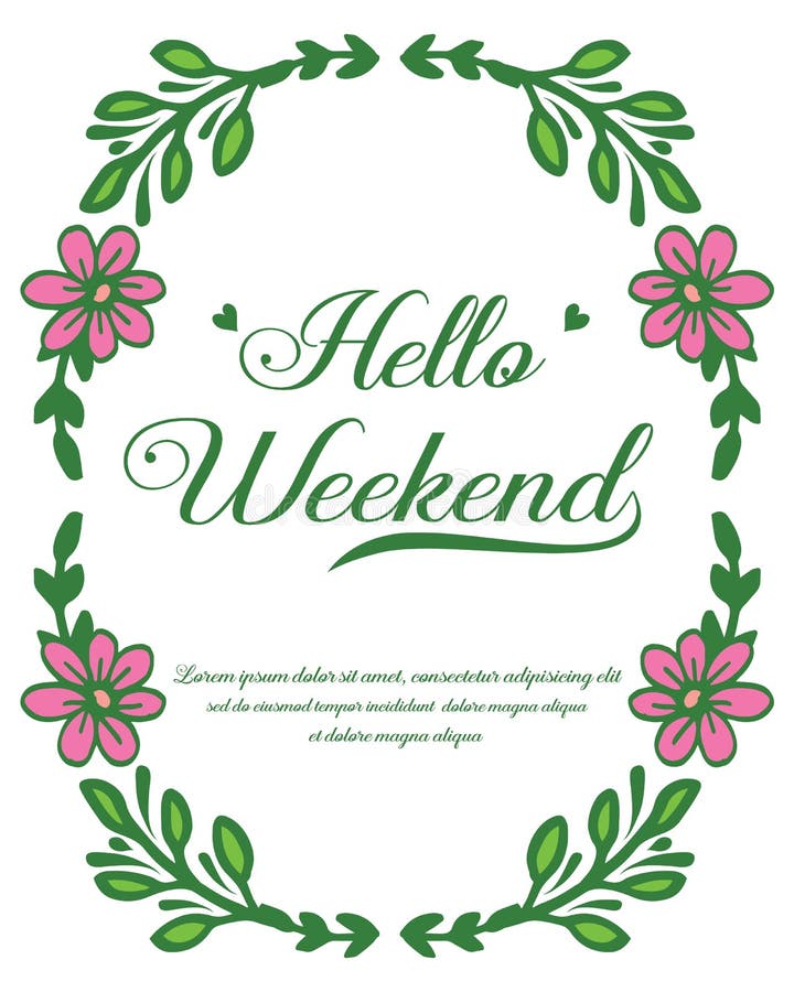 Cute Pink Flower Frame, for Card Hello Weekend. Vector Stock Vector ...
