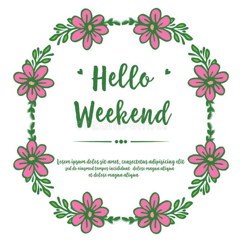 Cute Pink Flower Frame, for Card Hello Weekend. Vector Stock Vector ...