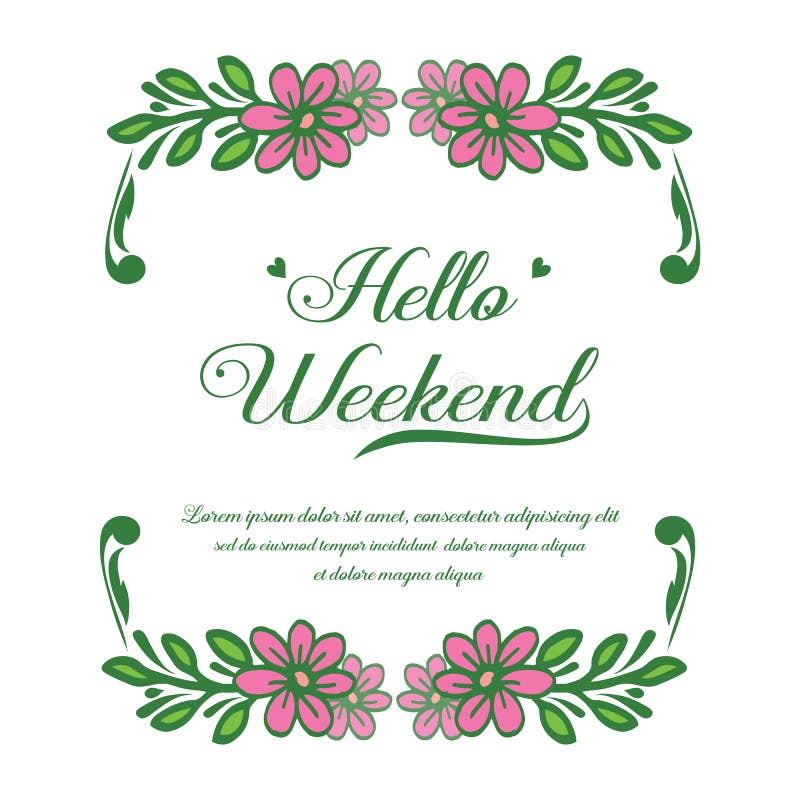 Cute Pink Flower Frame, for Card Hello Weekend. Vector Stock Vector ...