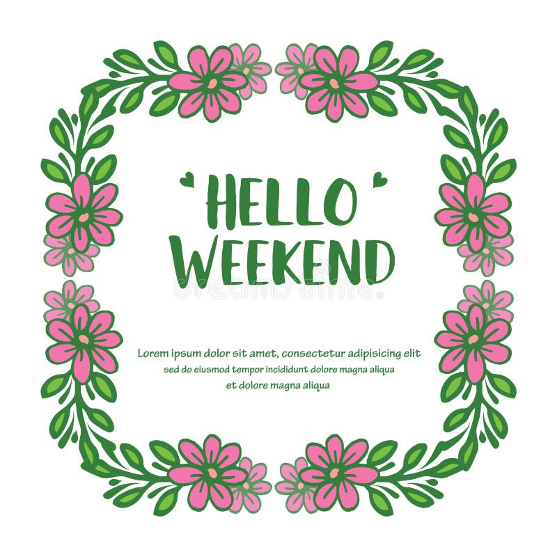 Cute Pink Flower Frame, for Card Hello Weekend. Vector Stock Vector ...