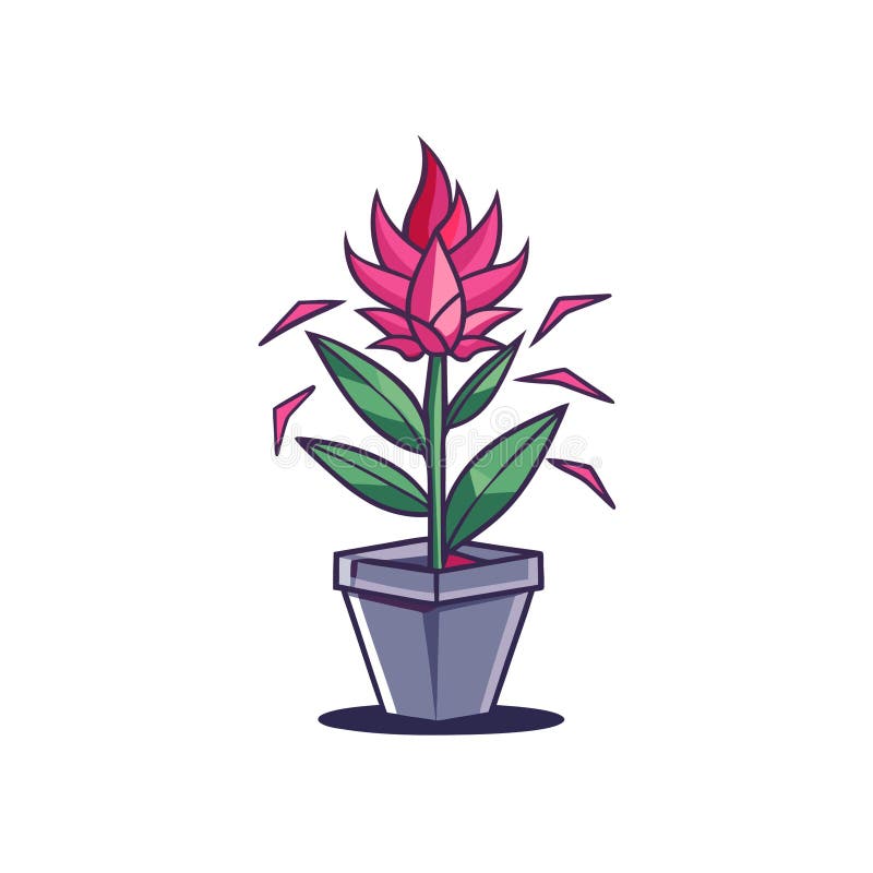 Cute Pink Flower in Pot Cartoon Vector Stock Illustration ...