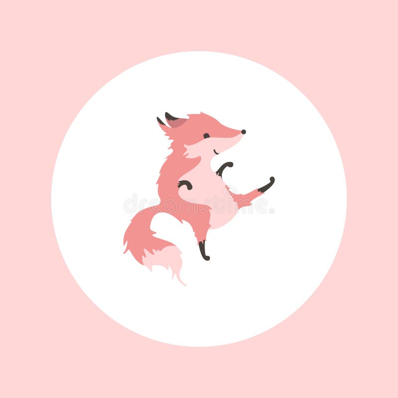 Cute Pink Fox. Children`s Drawing Stock Vector - Illustration of icon ...