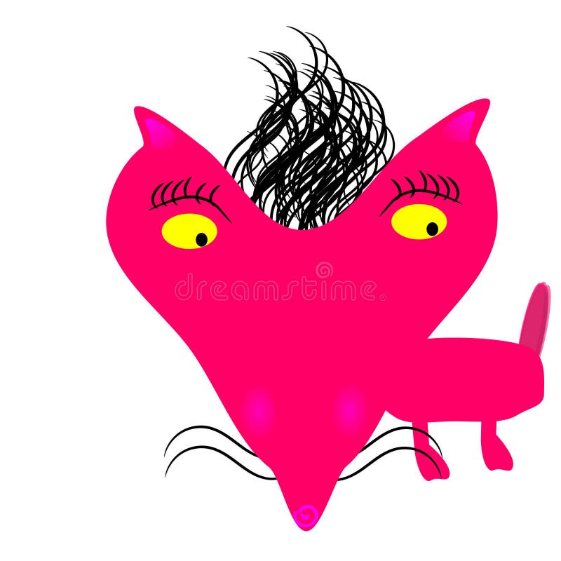 Cute Pink Fox Isolated Vector Stock Illustration - Illustration of ...