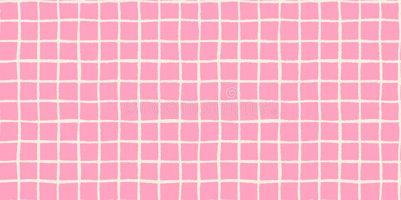 Cute Pink Girly Plaid Grid Seamless Vector Pattern, Irregular Painted ...