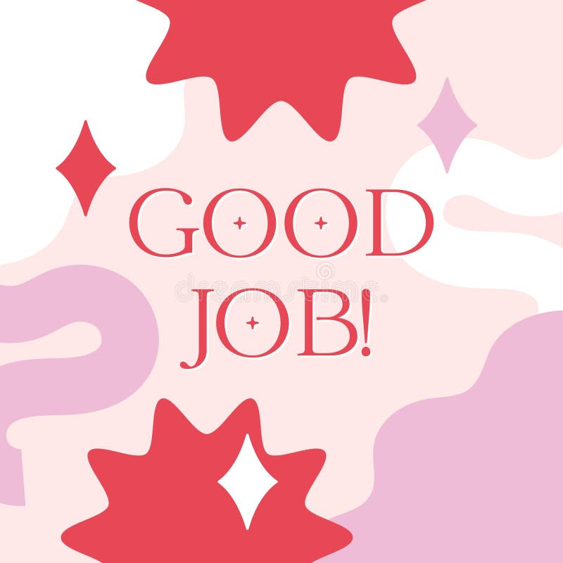Cute Pink Good Job Sticker stock illustration. Illustration of circle ...
