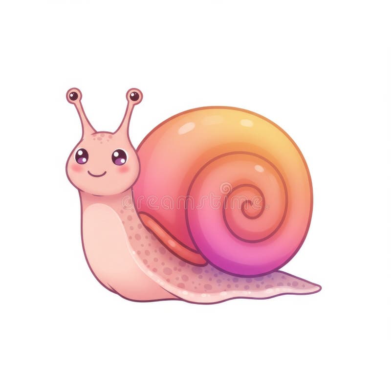 Cute Pink Gradient Snail Cartoon Illustration Stock Illustration ...