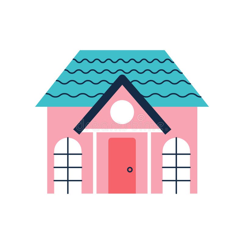 Cute Pink House. Vector Cartoon Flat Illustration Stock Vector ...