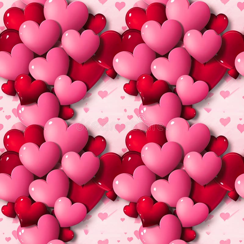 Cute Pink Love Hearts Pattern Stock Illustration - Illustration of ...