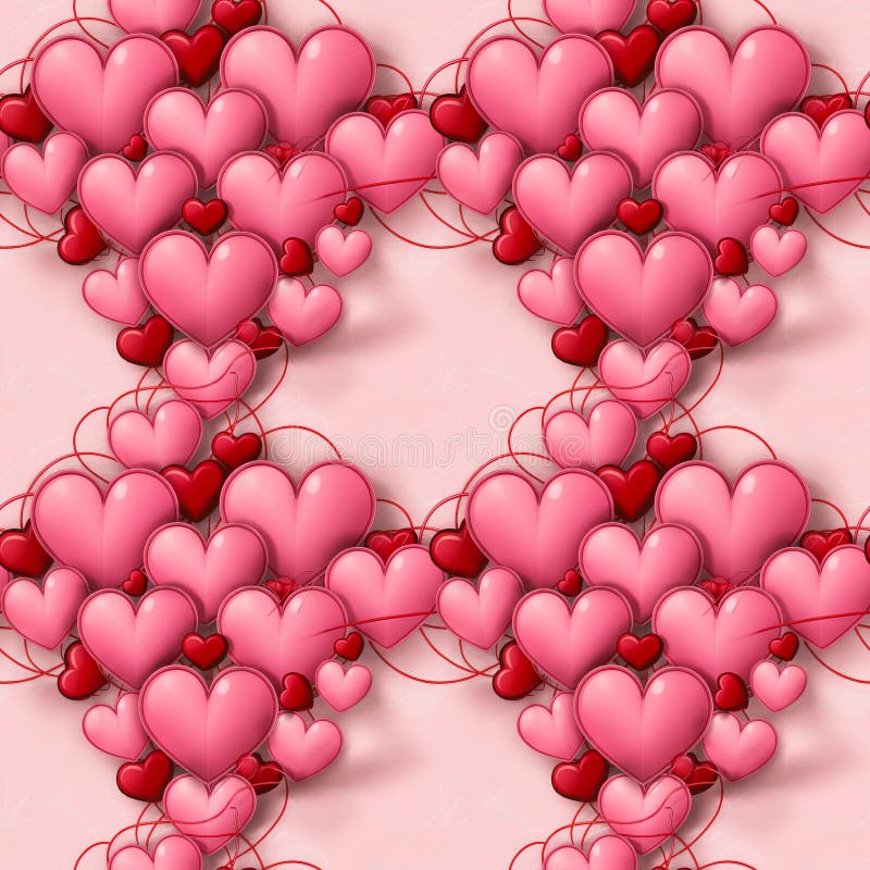 Cute Pink Love Hearts Pattern Stock Illustration - Illustration of ...
