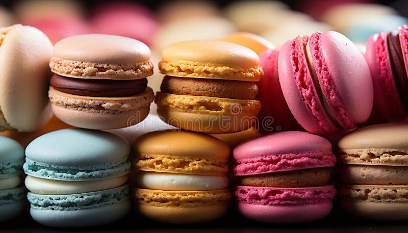 A Cute Pink Macaroon Stack, a French Indulgence in Sweetness Generated ...