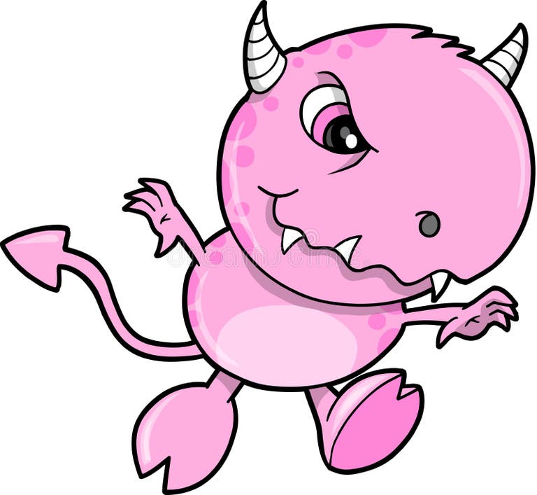 Cute Pink Monster Vector stock vector. Illustration of vector - 10041332