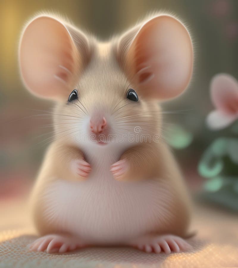 Generative AI: Cute Pink Mouse with Clothes Stock Illustration ...