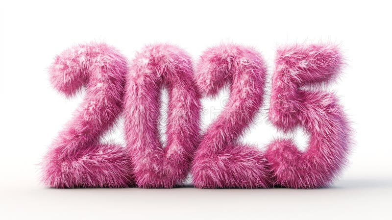 Cute Pink Number "2025"as Fur Shape, AI Generated Stock Illustration ...