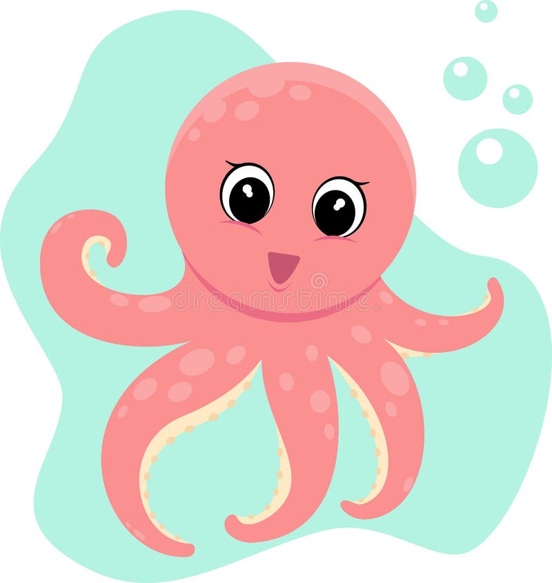 Happy Cute Pink Octopus Stock Illustrations – 756 Happy Cute Pink ...