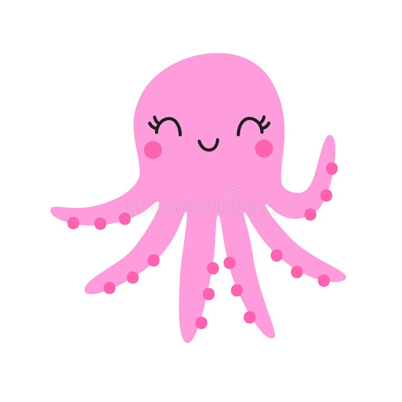 Cute Pink Octopus. Vector Childish Illustration Stock Vector ...